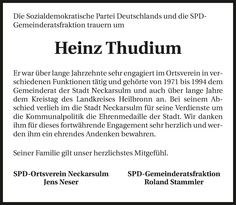 Traueranzeigen von Heinz Thudium | www.trauerundgedenken.de