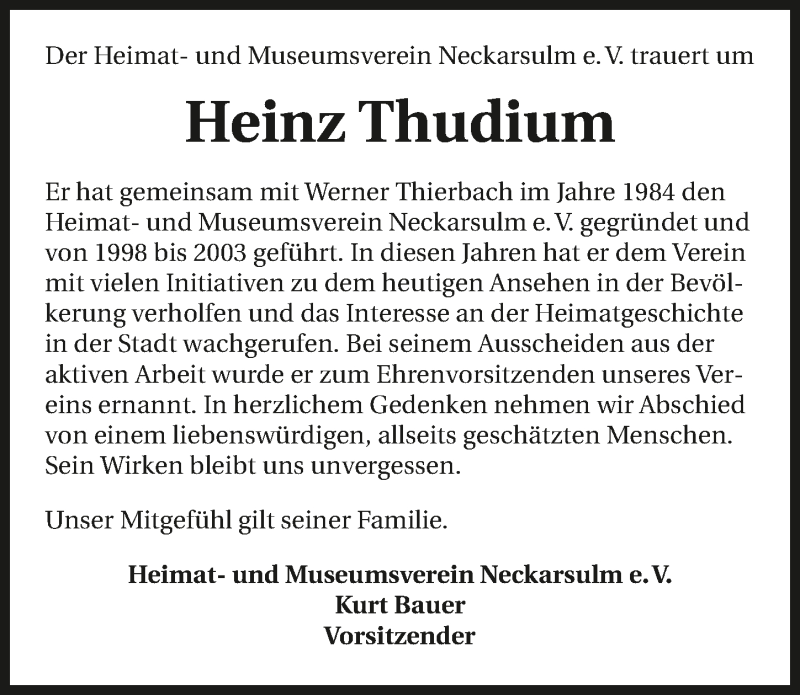 Traueranzeigen von Heinz Thudium | www.trauerundgedenken.de