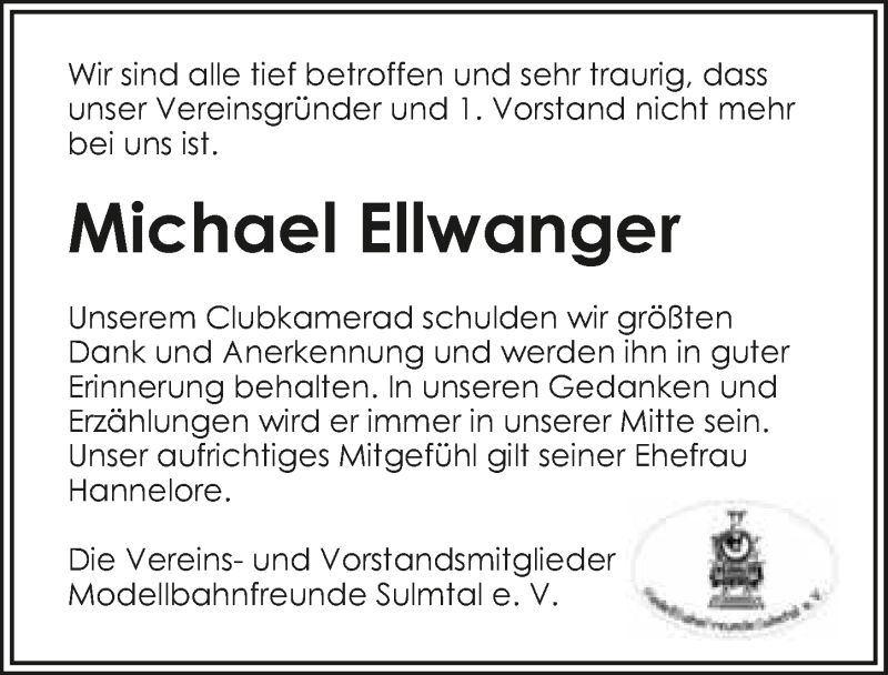 Traueranzeigen von Michael Ellwanger | www.trauerundgedenken.de