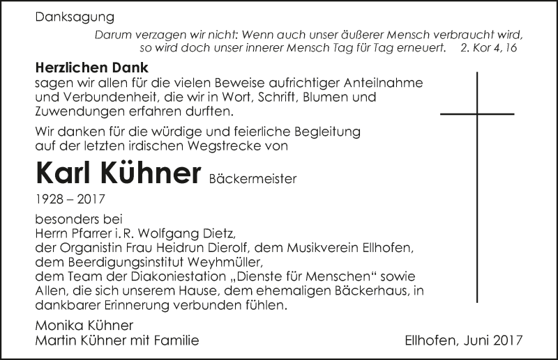 Traueranzeigen von Karl Kühner | www.trauerundgedenken.de