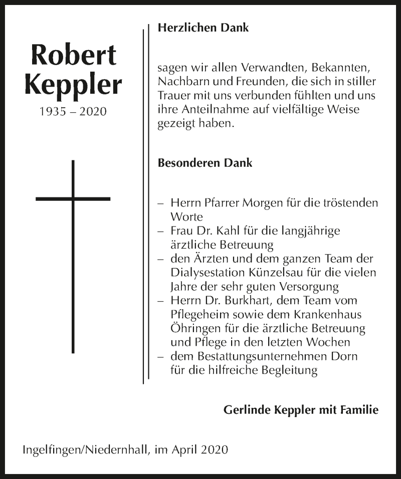 Traueranzeigen von Robert Keppler | www.trauerundgedenken.de