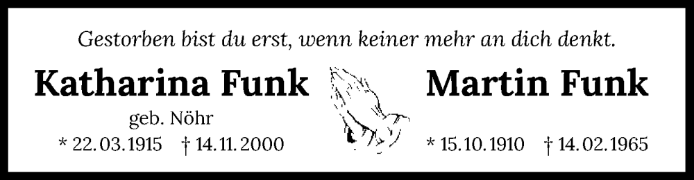 Traueranzeigen von Martin Funk | www.trauerundgedenken.de