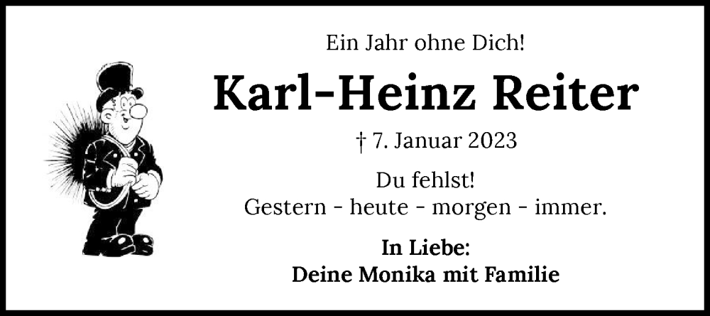 Traueranzeigen von Karl-Heinz Reiter | www.trauerundgedenken.de