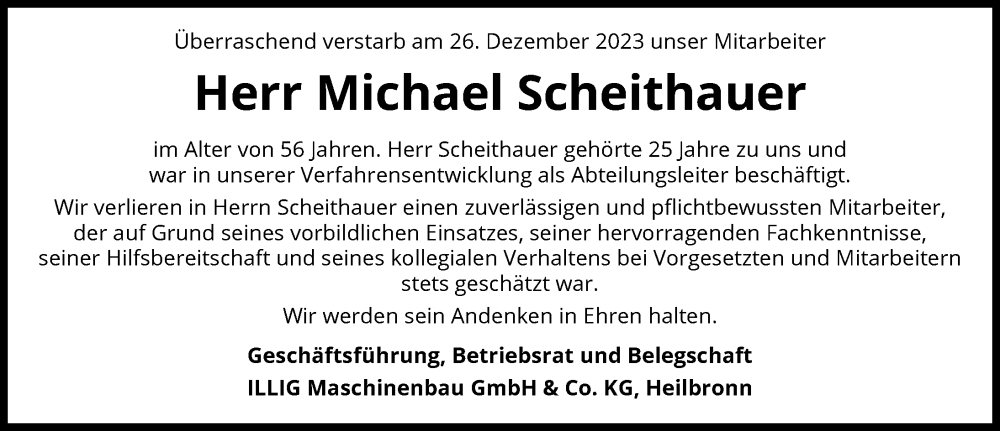 Traueranzeigen von Michael Scheithauer | www.trauerundgedenken.de