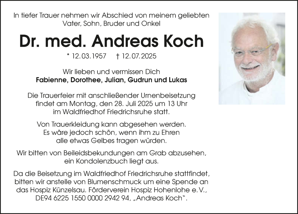 Traueranzeigen von Andreas Koch | www.trauerundgedenken.de