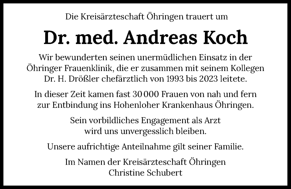 Traueranzeigen von Andreas Koch | www.trauerundgedenken.de